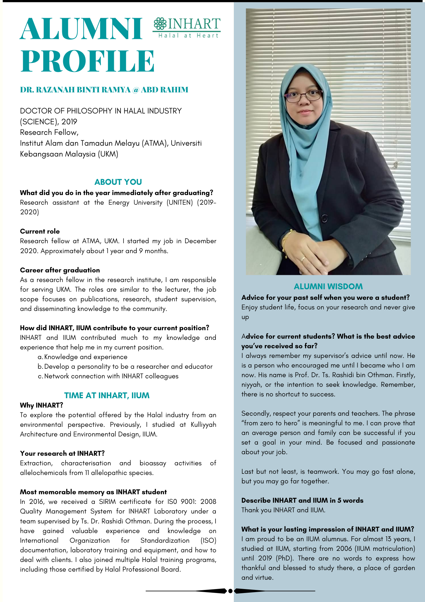 Alumni – INTERNATIONAL INSTITUTE FOR HALAL RESEARCH AND TRAINING (INHART)